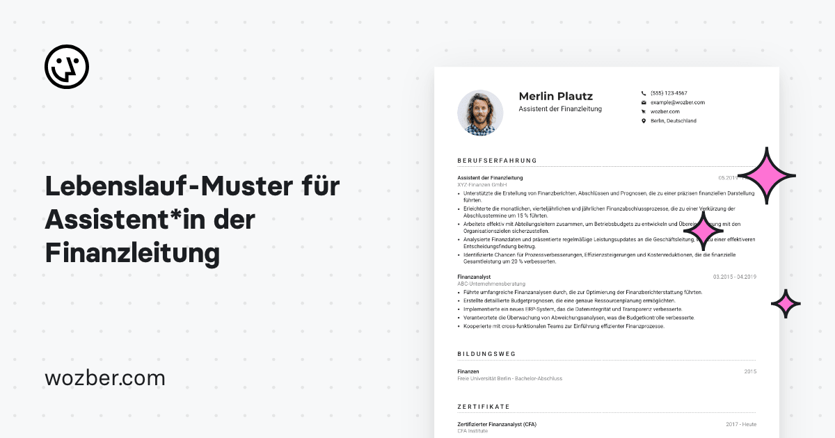 Lebenslauf-Muster für Assistent*in der Finanzleitung
