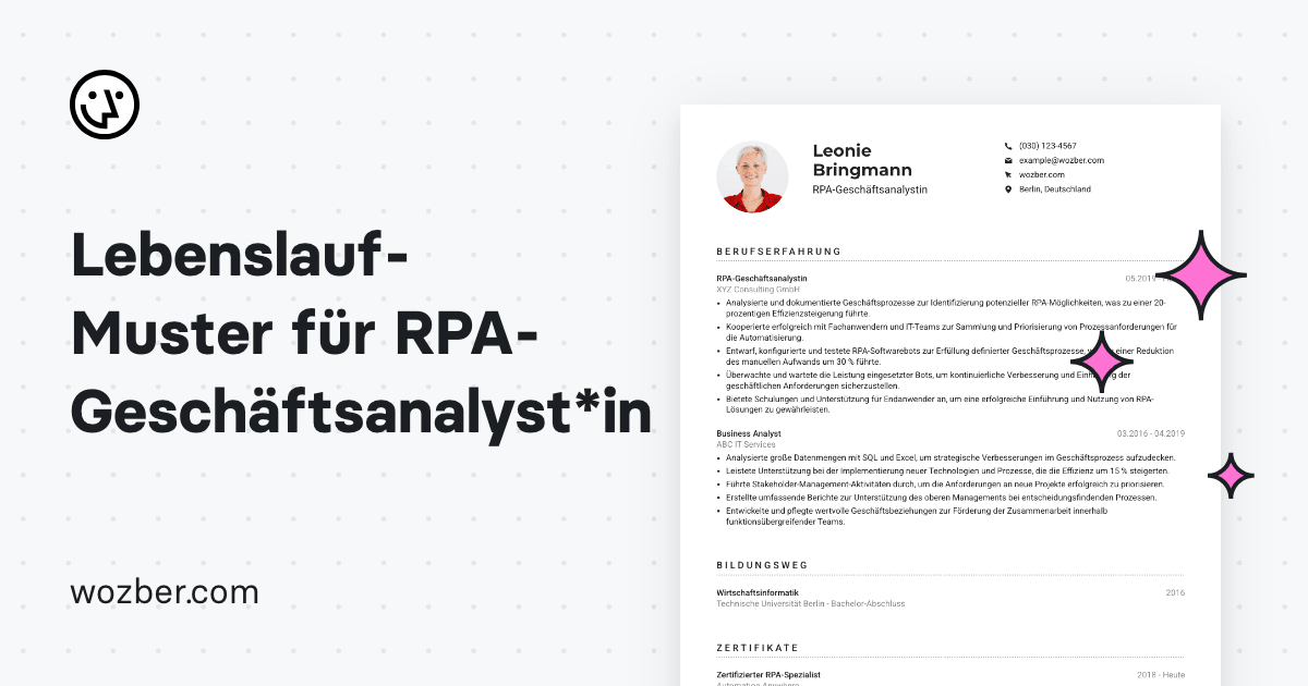 Lebenslauf-Muster für RPA-Geschäftsanalyst*in
