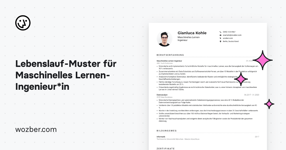 Lebenslauf-Muster für Maschinelles Lernen-Ingenieur*in