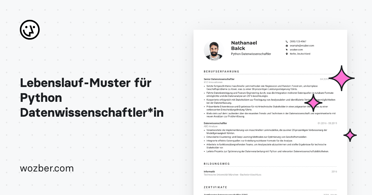 Lebenslauf-Muster für Python Datenwissenschaftler*in