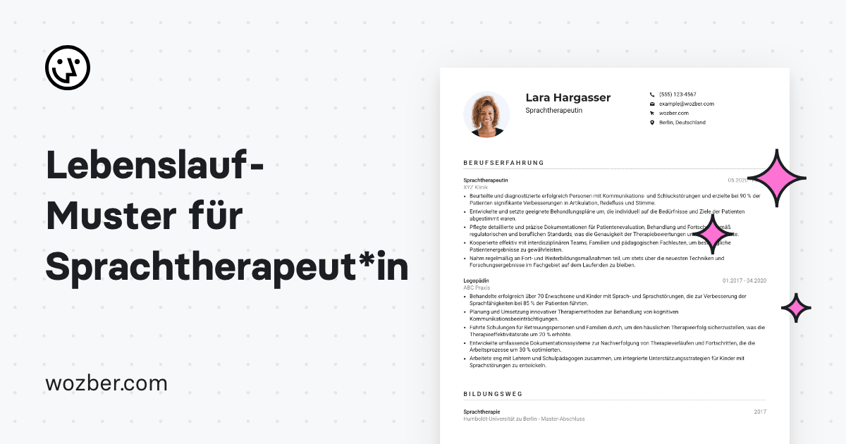 Lebenslauf-Muster für Sprachtherapeut*in