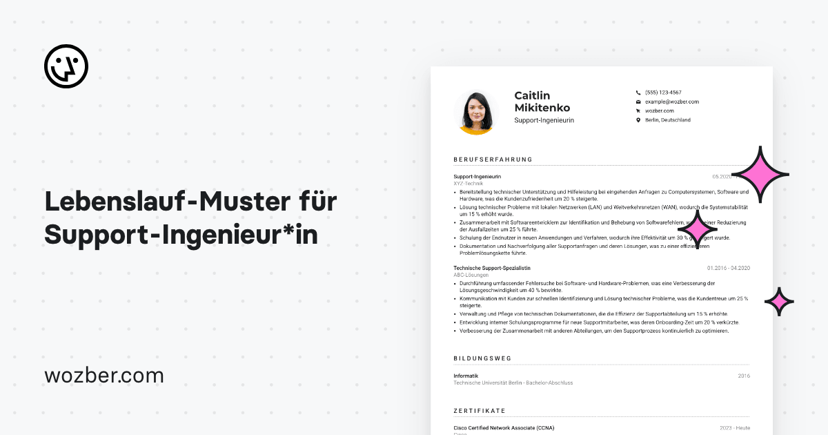 Lebenslauf-Muster für Support-Ingenieur*in