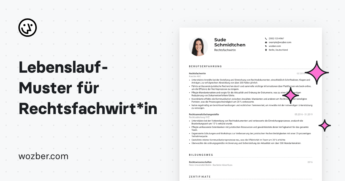 Lebenslauf-Muster für Rechtsfachwirt*in
