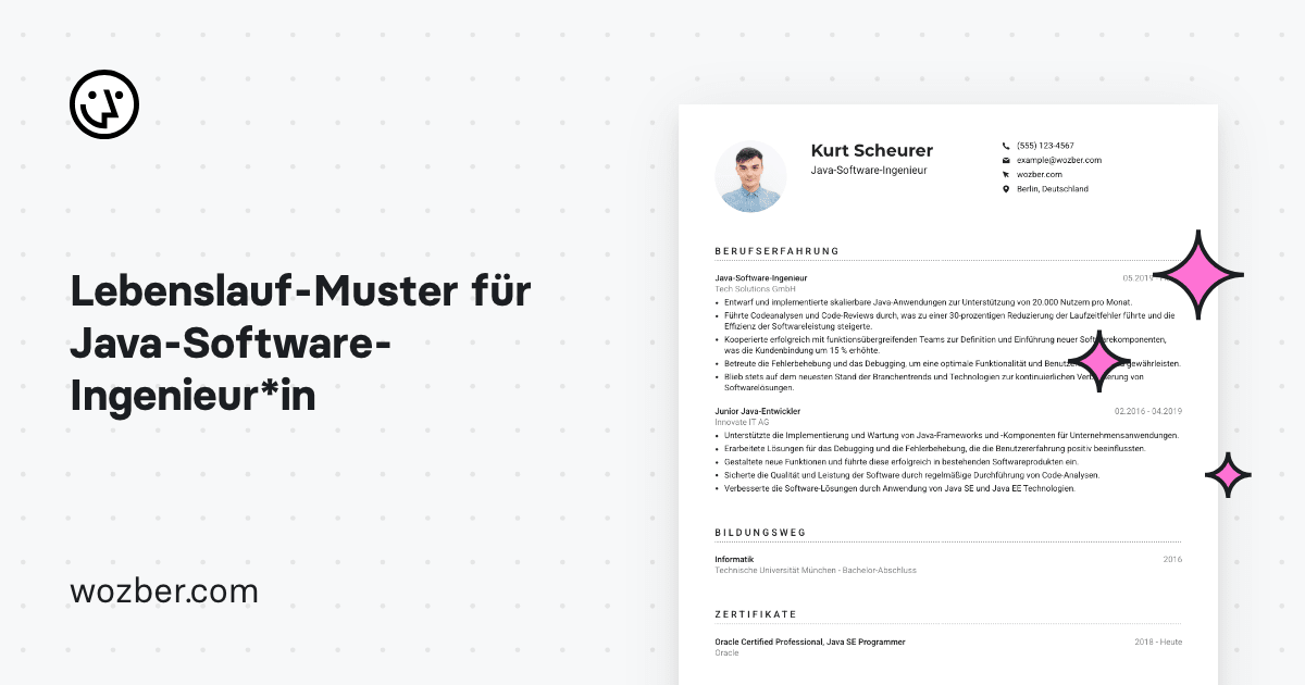 Lebenslauf-Muster für Java-Software-Ingenieur*in