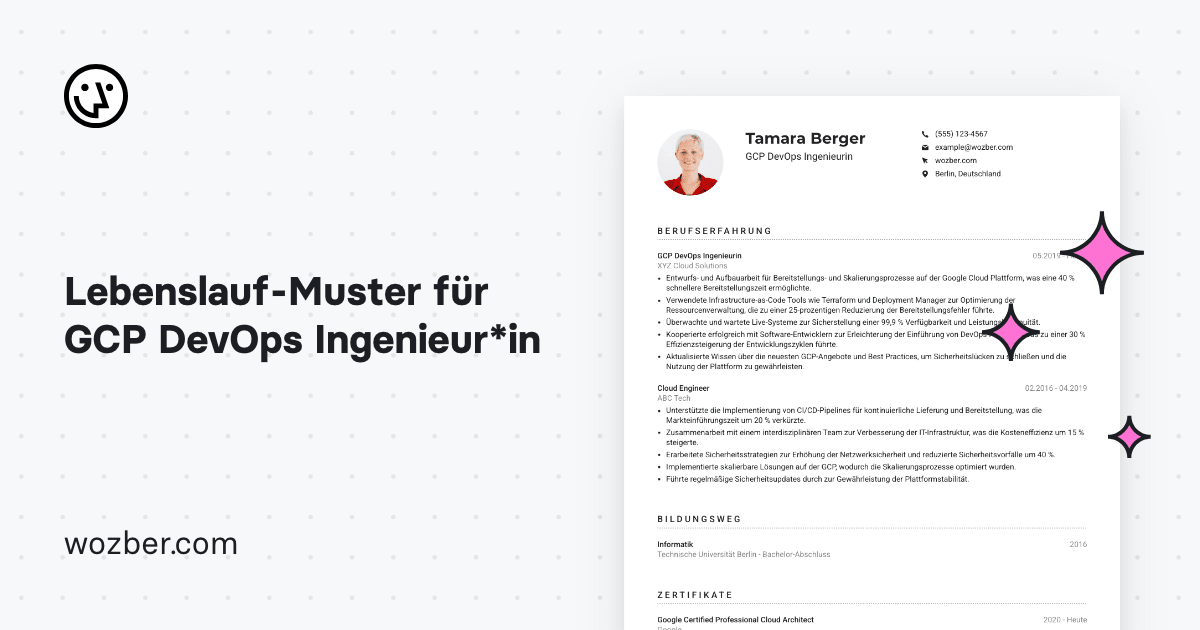 Lebenslauf-Muster für GCP DevOps Ingenieur*in