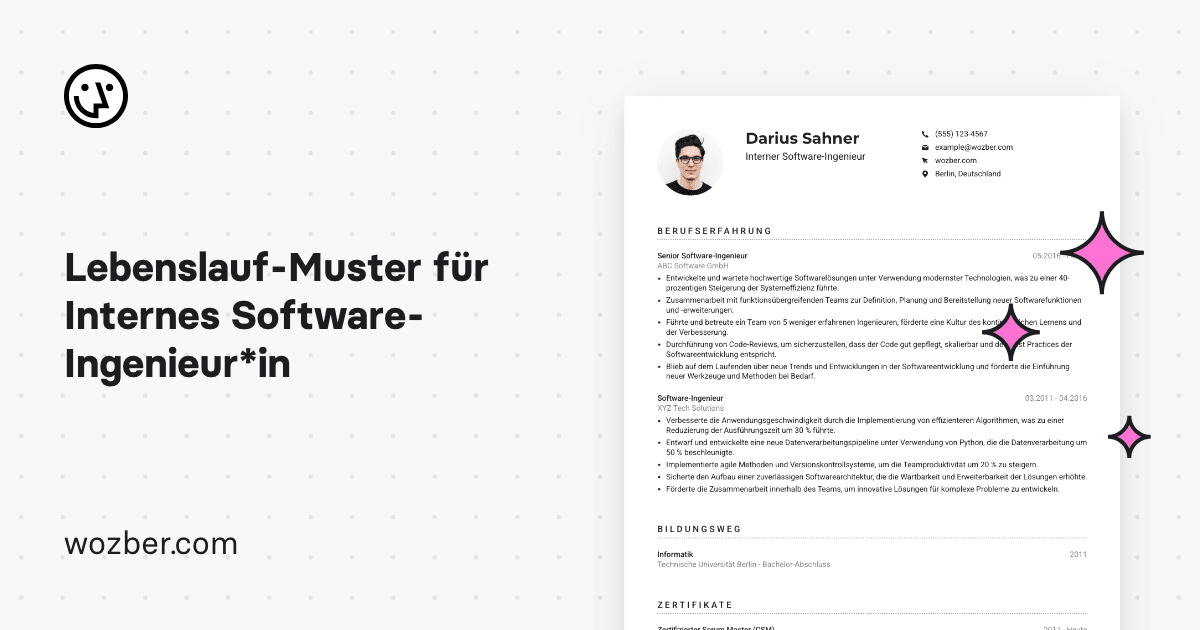 Lebenslauf-Muster für Internes Software-Ingenieur*in