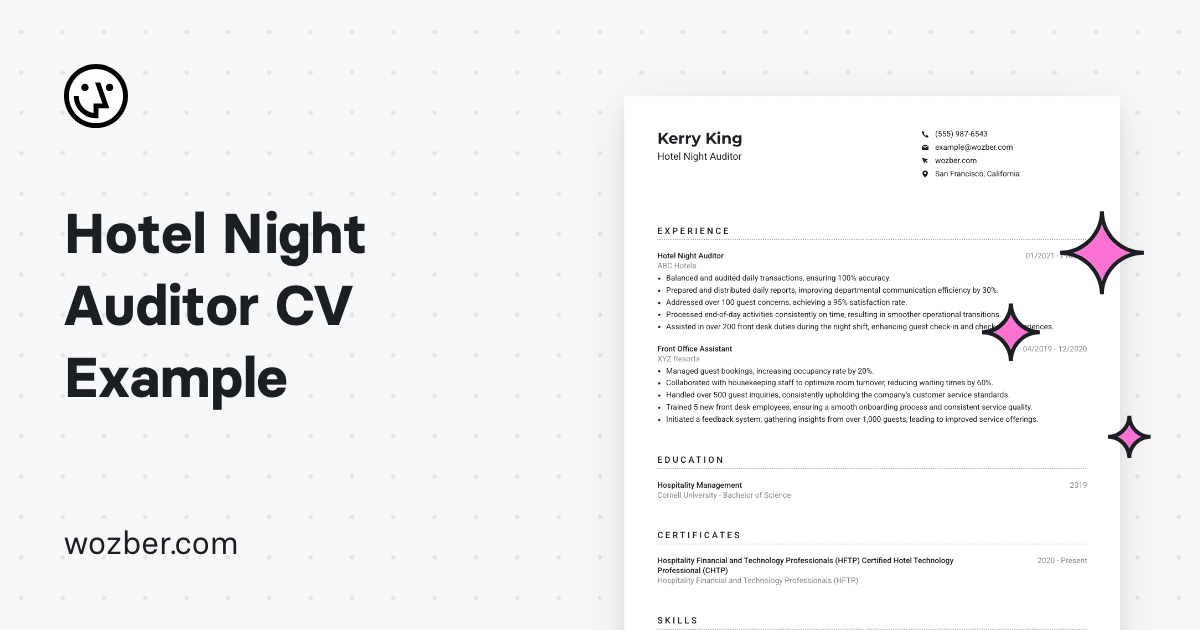 Hotel Night Auditor CV Example