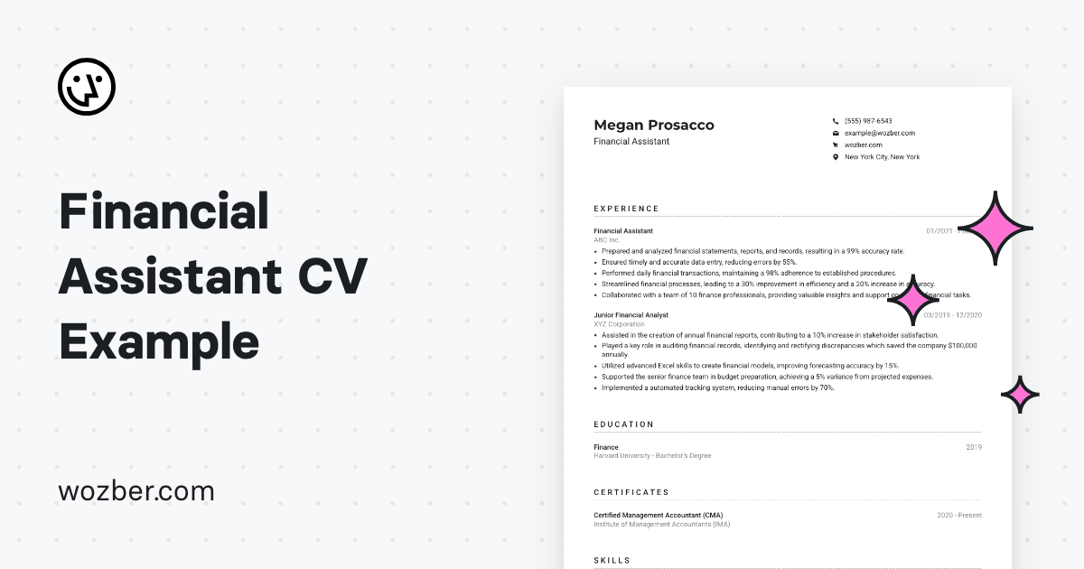 Financial Assistant CV Example