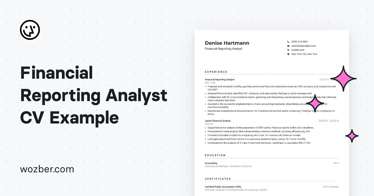 Financial Reporting Analyst CV Example