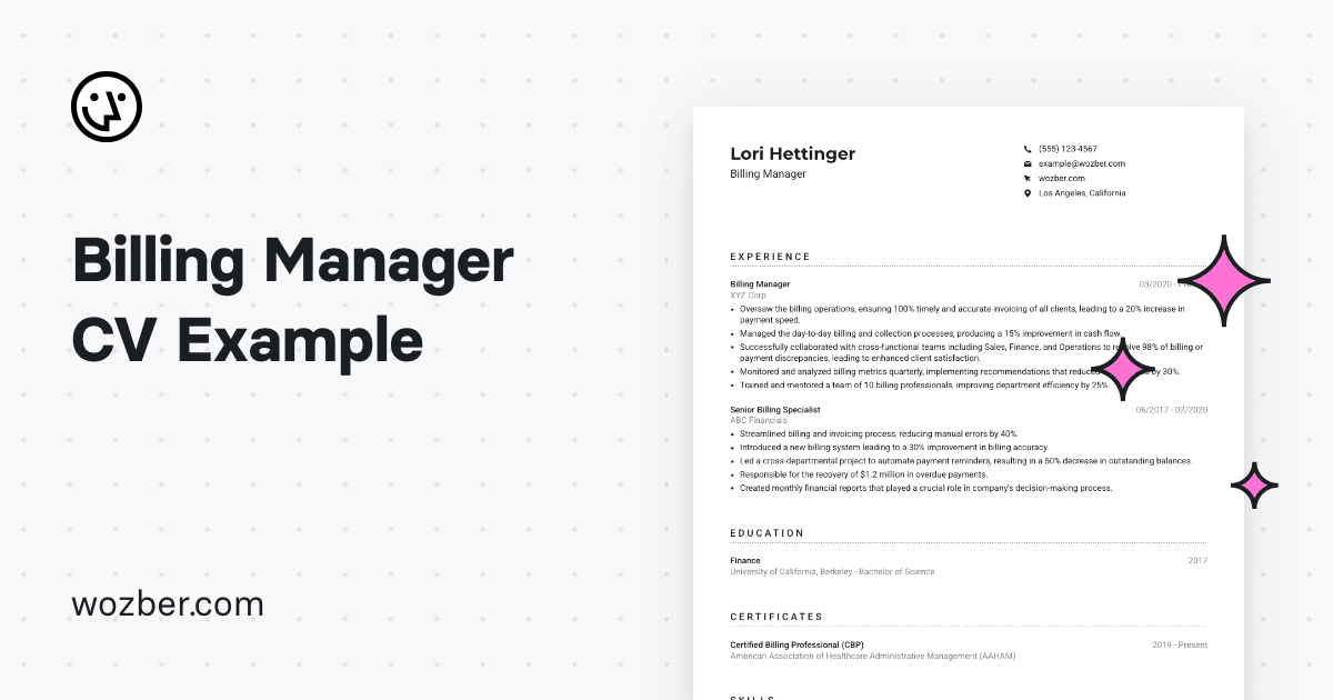 Billing Manager CV Example
