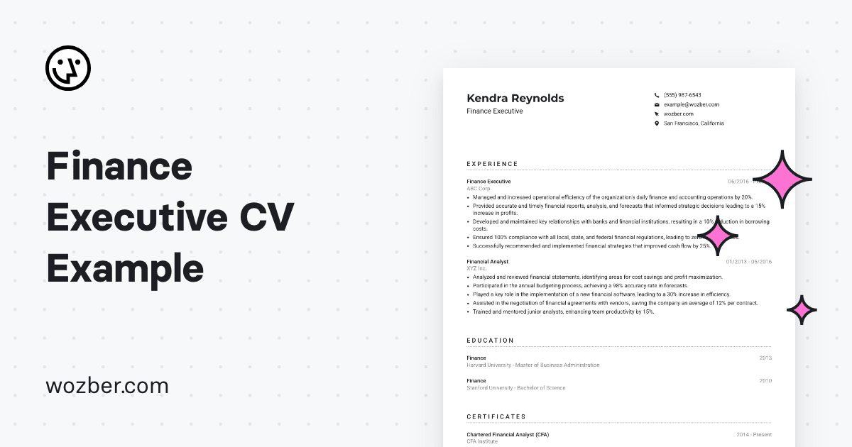 Finance Executive CV Example