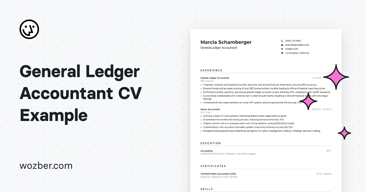 General Ledger Accountant CV Example