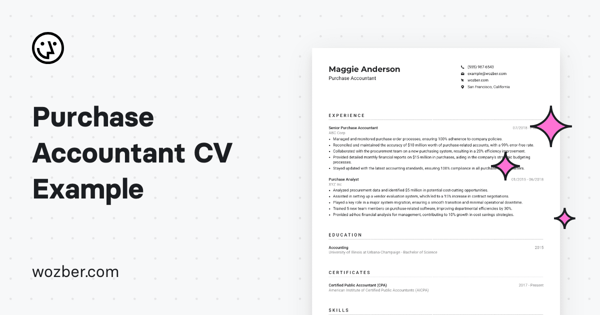 Purchase Accountant CV Example