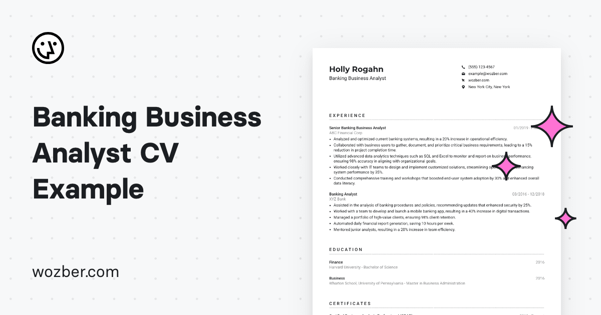 Banking Business Analyst CV Example
