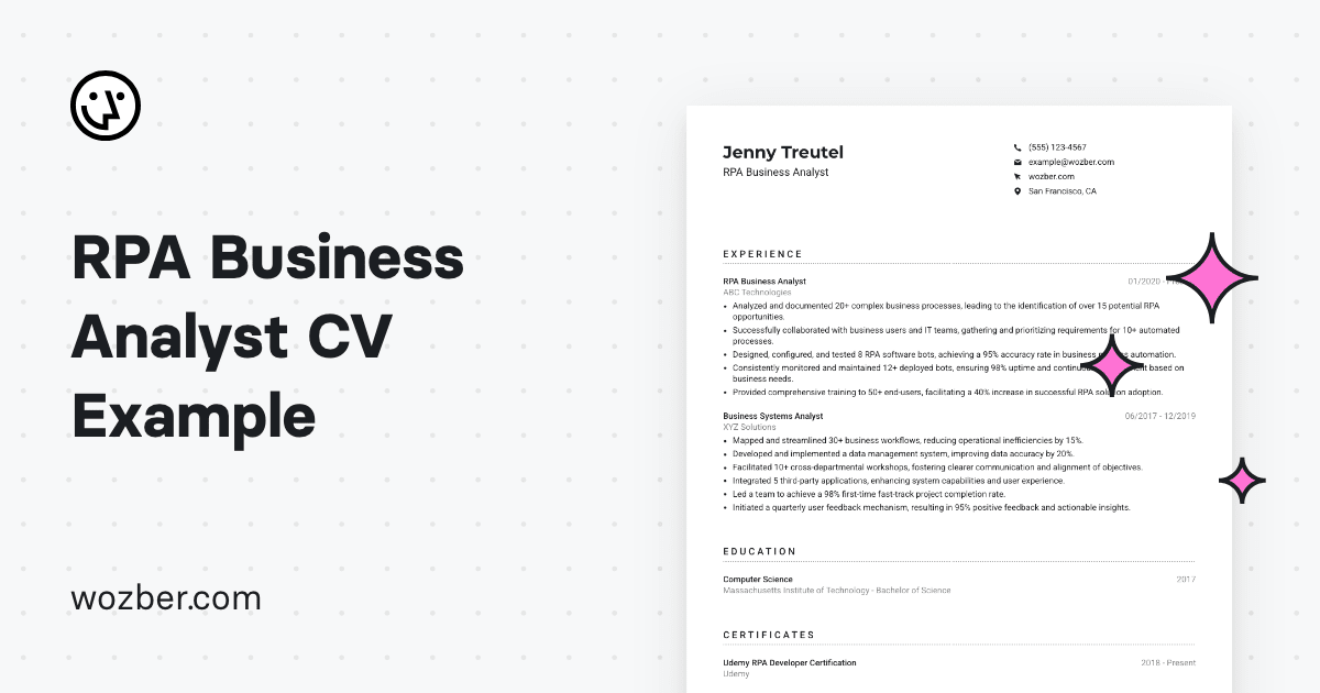 RPA Business Analyst CV Example