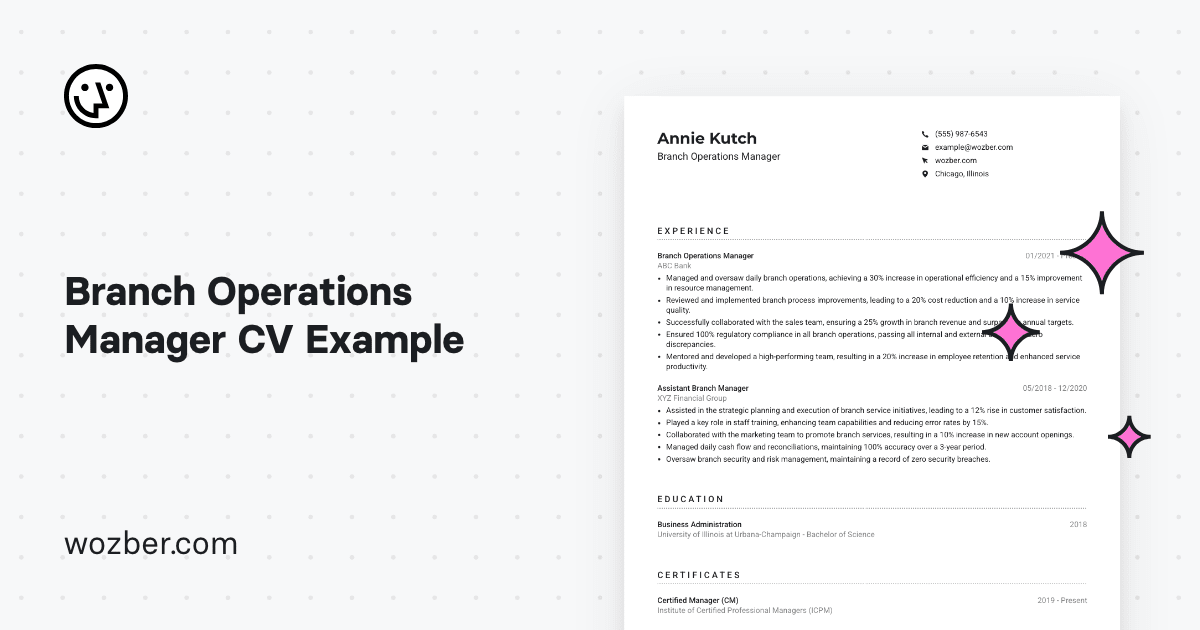 Branch Operations Manager CV Example