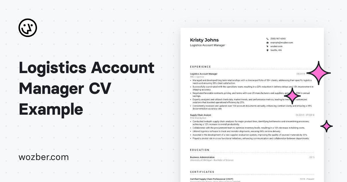Logistics Account Manager CV Example