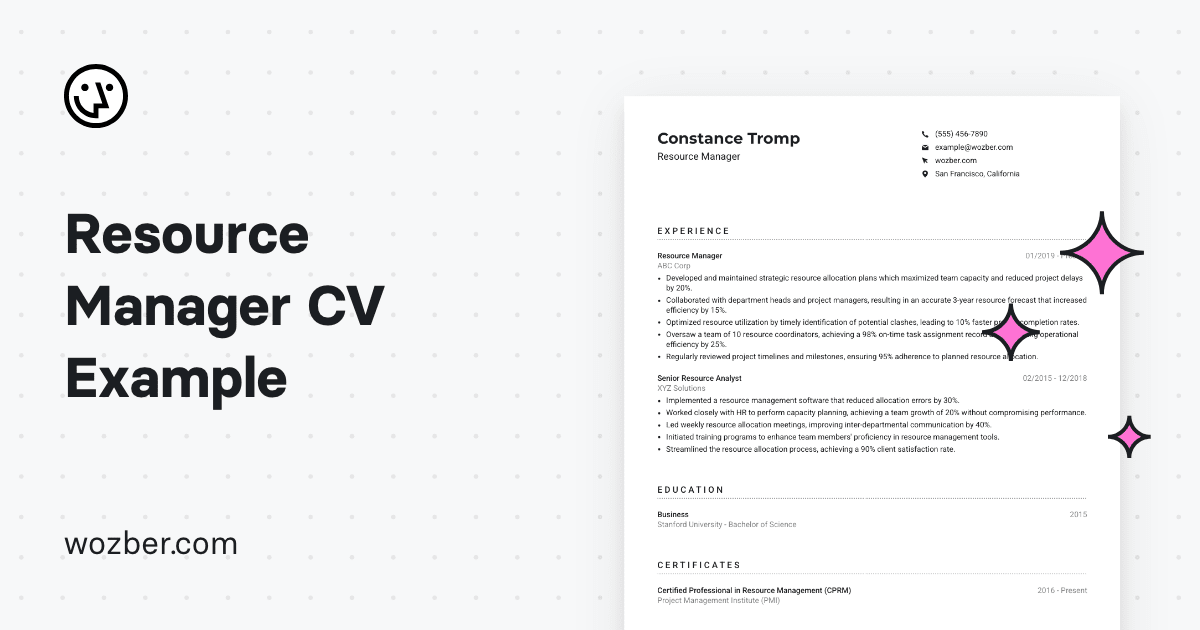 Resource Manager CV Example