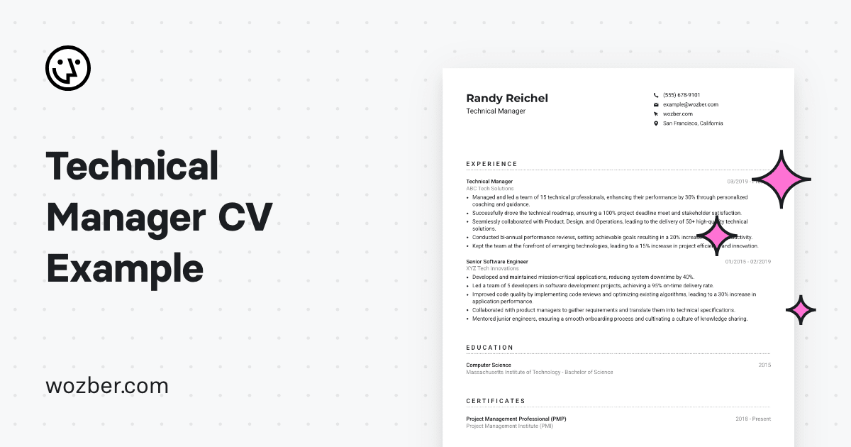 Technical Manager CV Example
