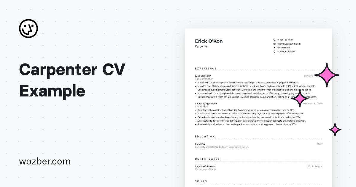 Carpenter CV Example Carpenter CV Example
