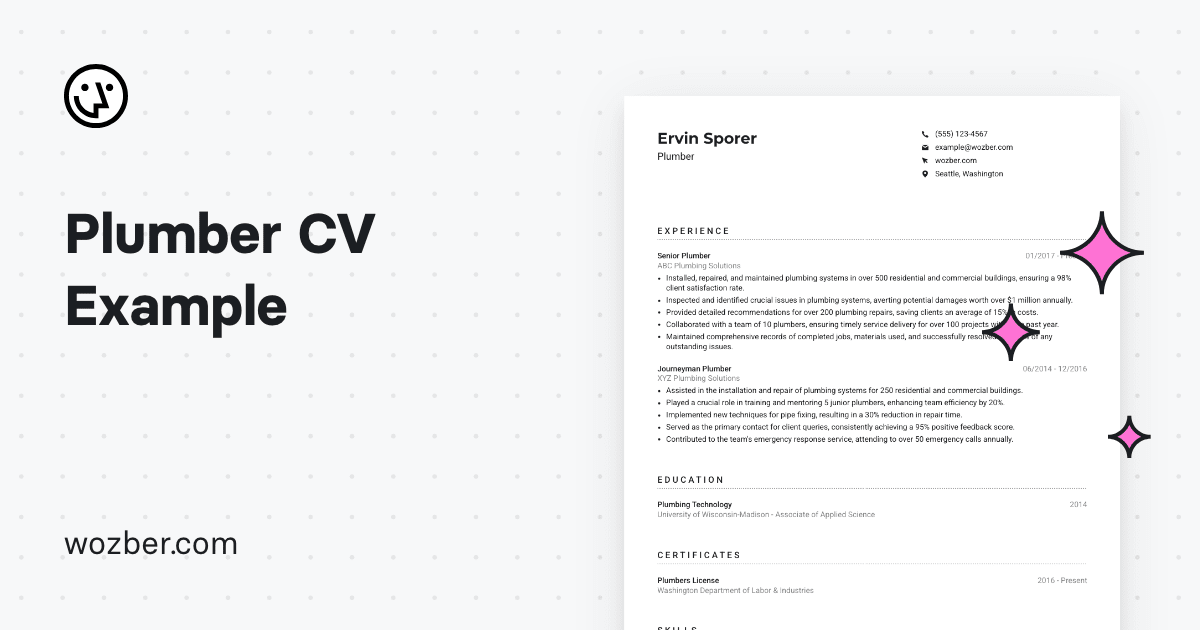 Plumber CV Example