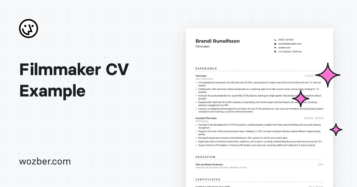 Filmmaker CV Example