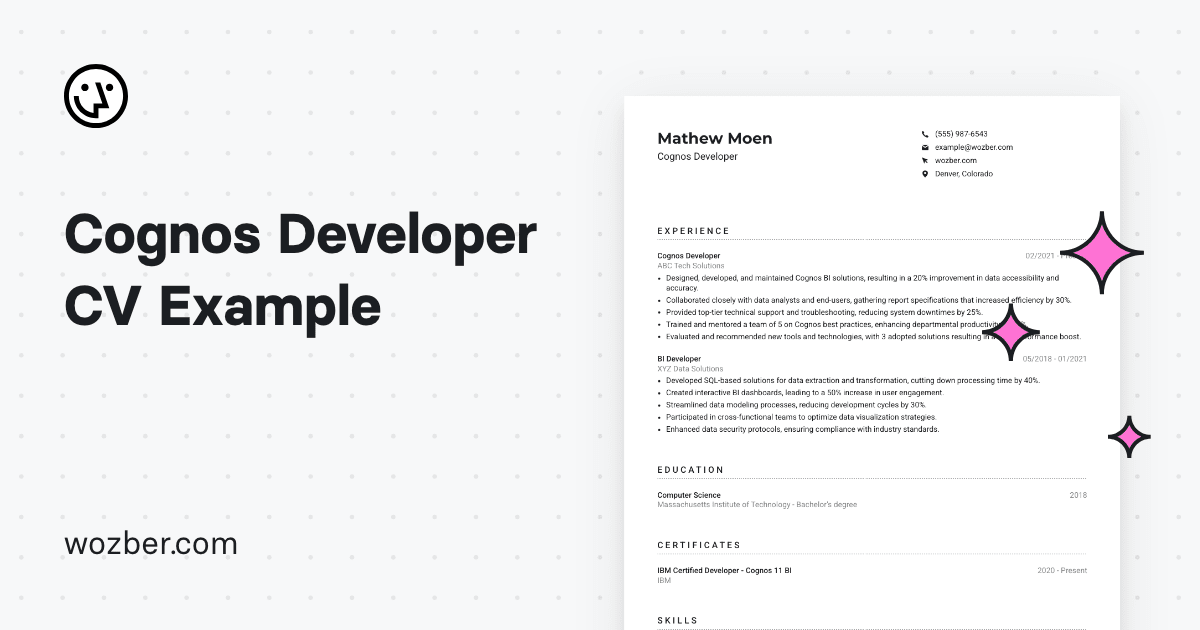 Cognos Developer CV Example