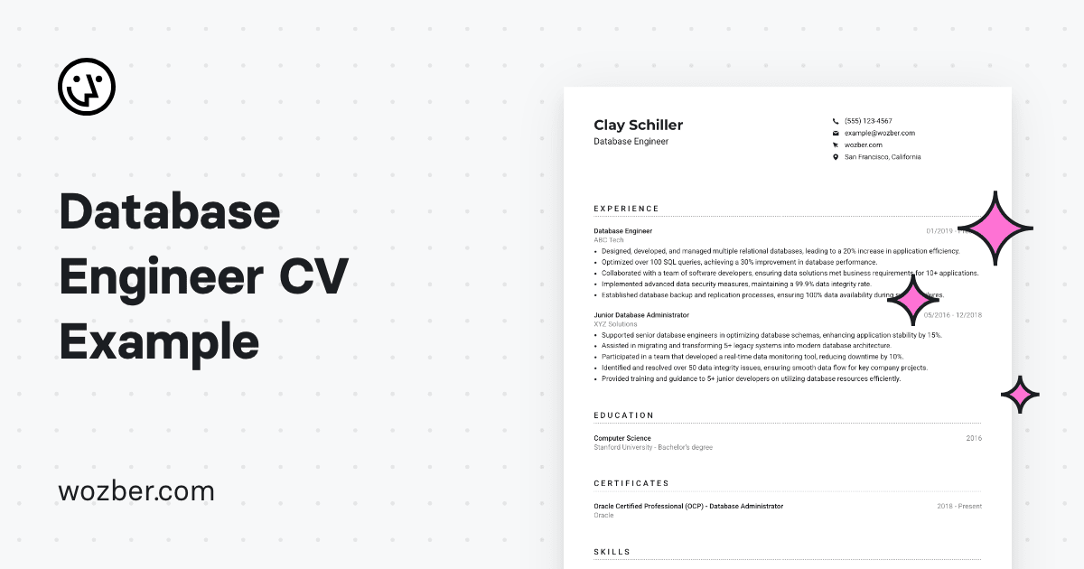 Database Engineer CV Example