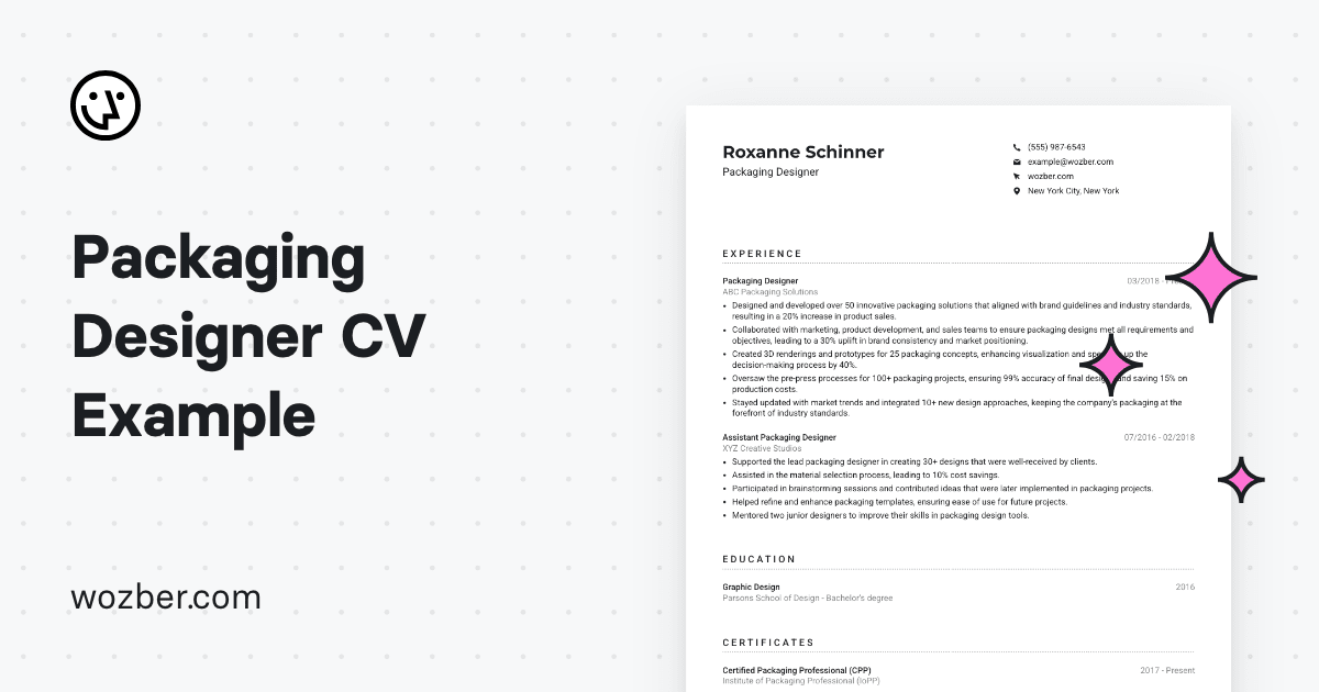 Packaging Designer CV Example