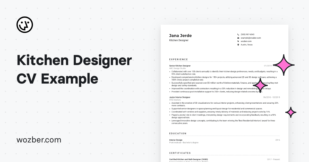 Kitchen Designer CV Example