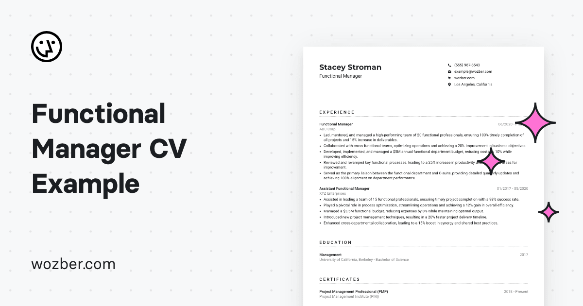 Functional Manager CV Example