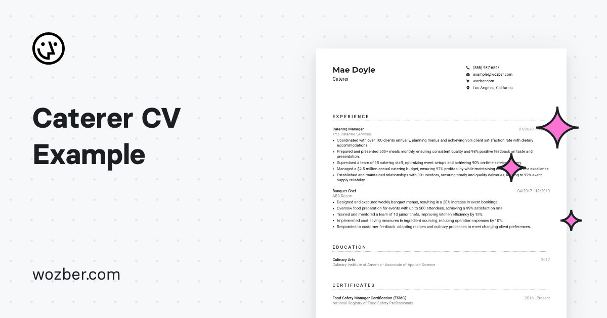 Caterer CV Example