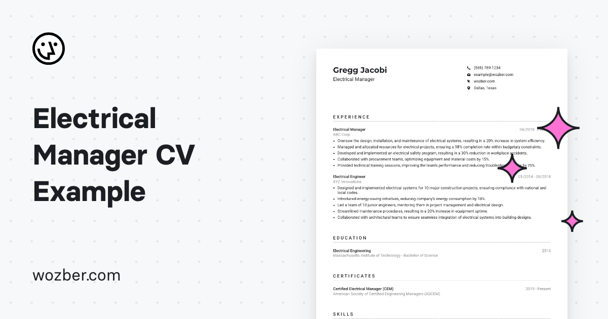 Electrical Manager CV Example