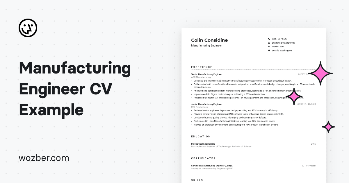 Manufacturing Engineer CV Example