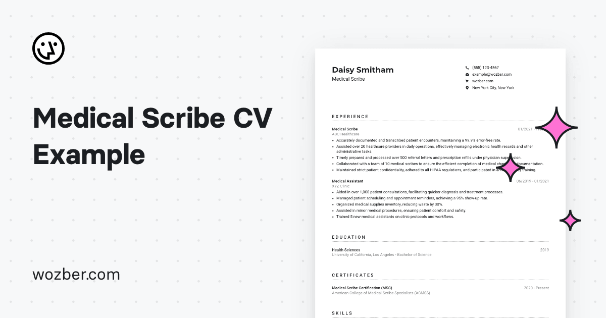 Medical Scribe CV Example