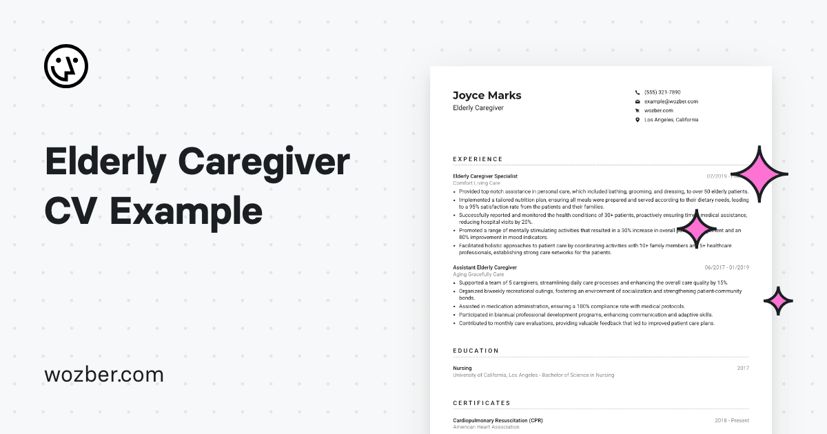 Elderly Caregiver CV Example