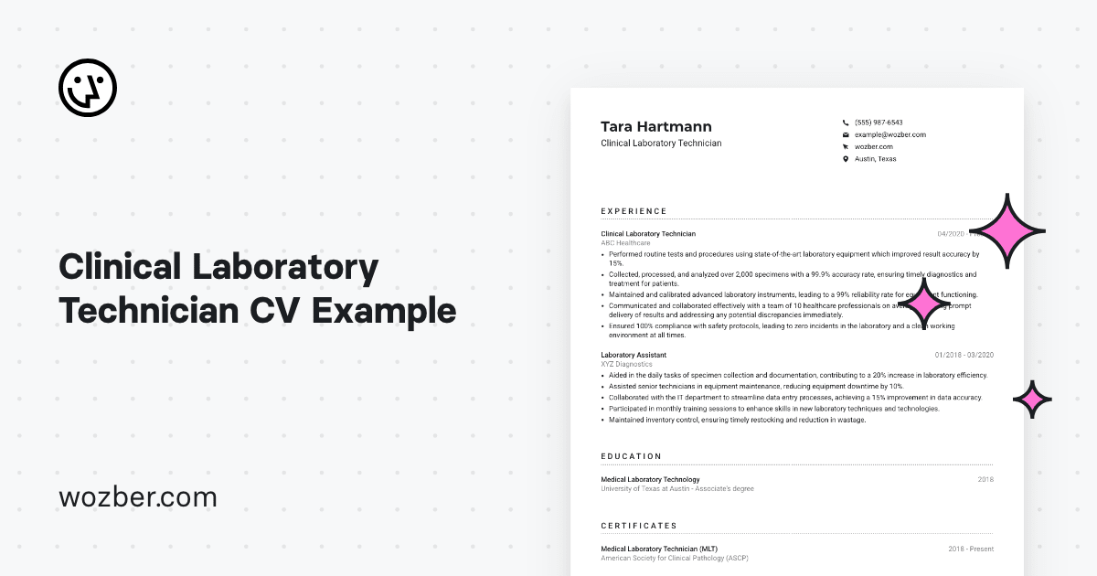 Clinical Laboratory Technician CV Example
