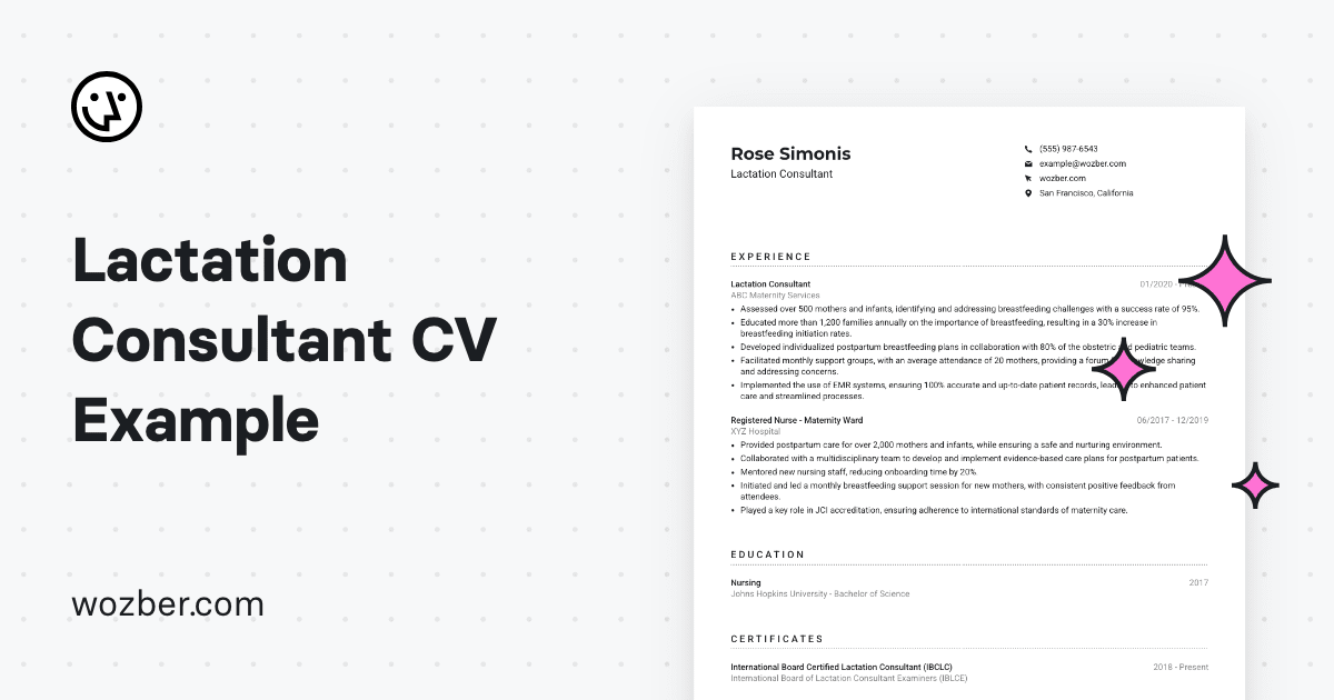 Lactation Consultant CV Example
