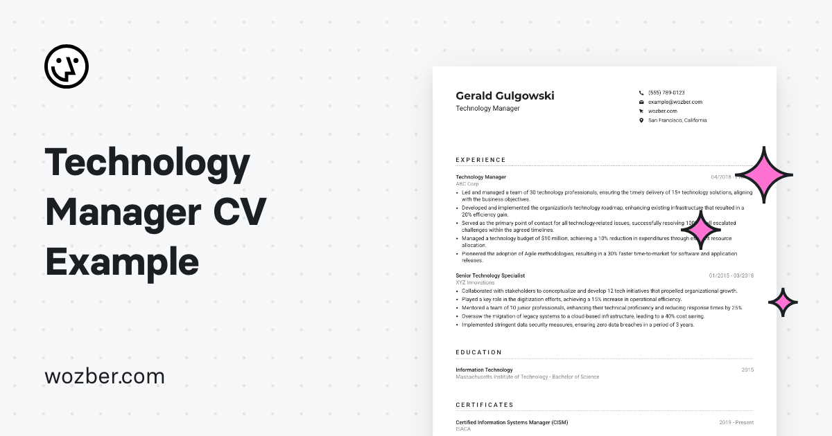 Technology Manager CV Example