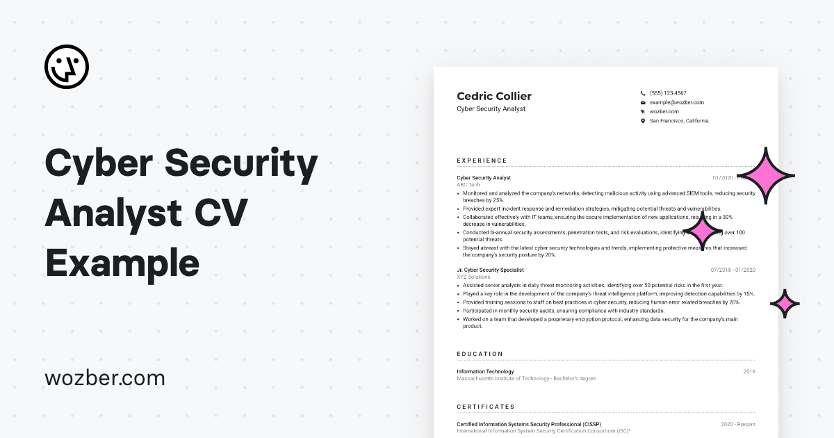 Cyber Security Analyst CV Example Cyber Security Analyst CV Example