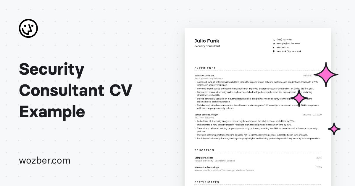 Security Consultant CV Example