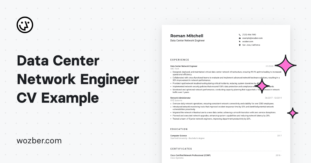 Data Center Network Engineer CV Example
