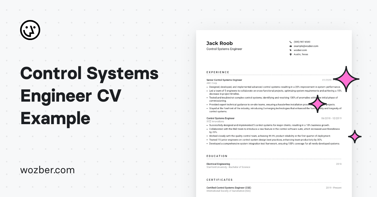Control Systems Engineer CV Example