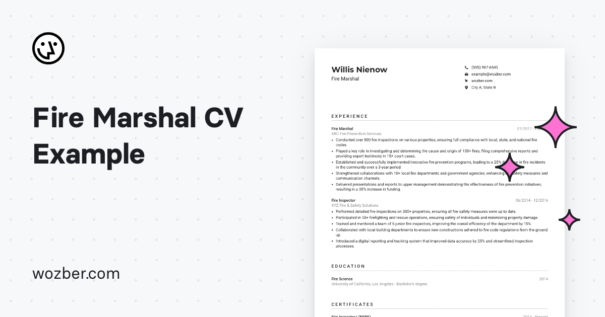 Fire Marshal CV Example