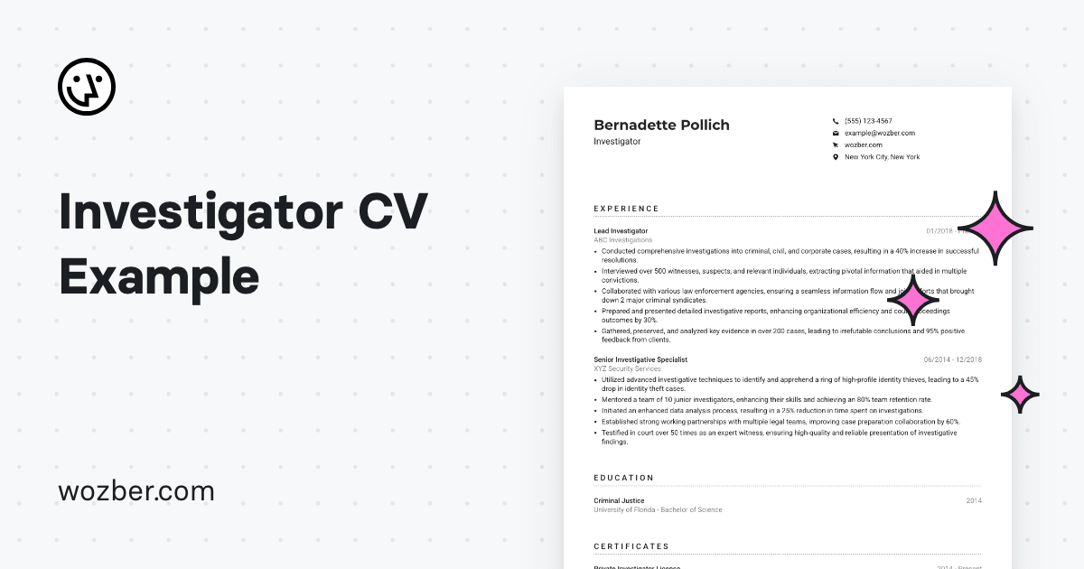 Investigator CV Example