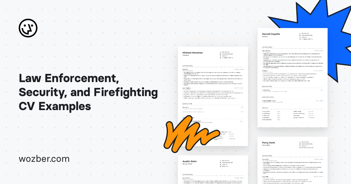 22 Law Enforcement, Security, and Firefighting CV Examples | Wozber