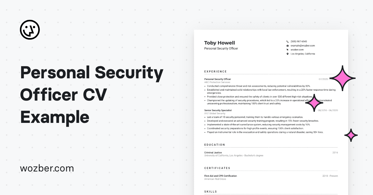 Personal Security Officer CV Example
