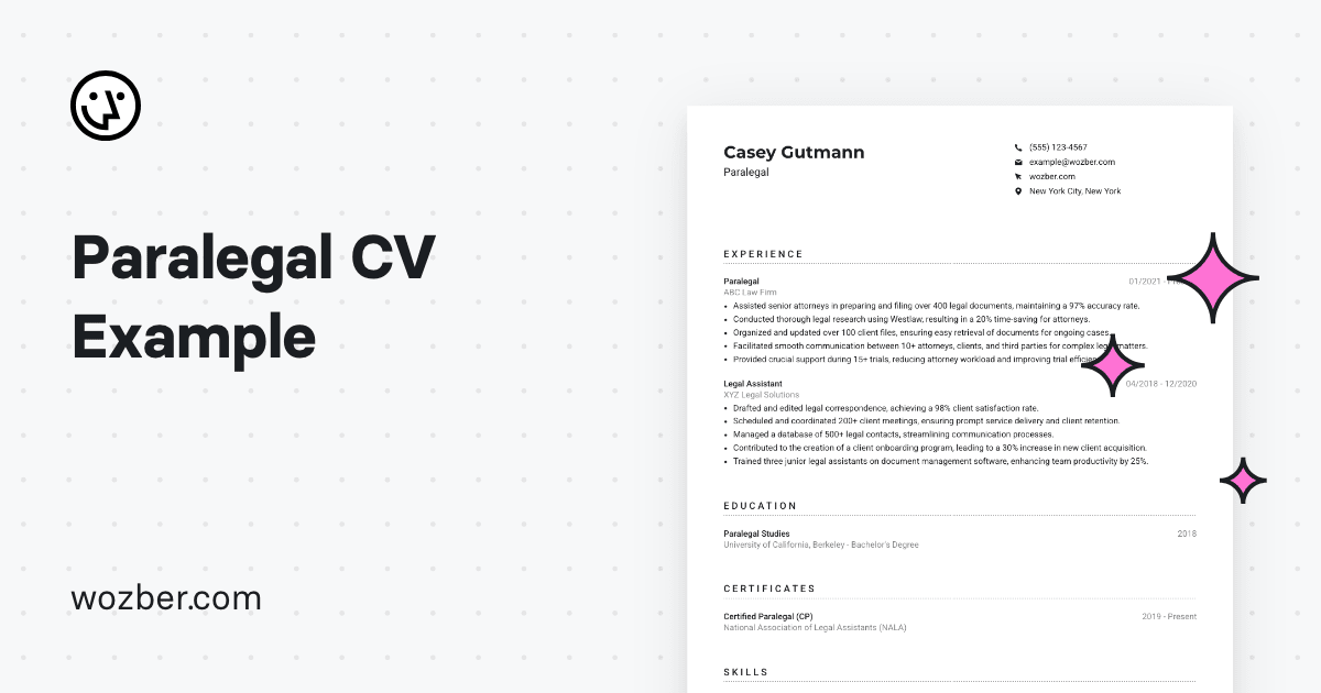Paralegal CV Example