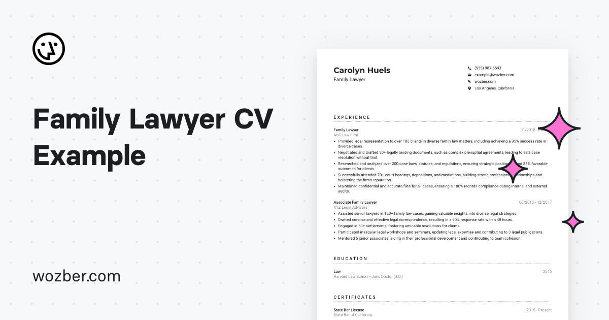 Family Lawyer CV Example