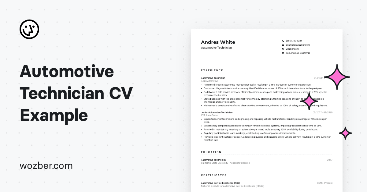 Automotive Technician CV Example